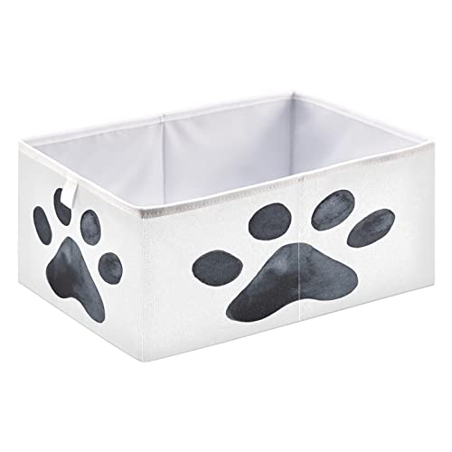 ALAZA Black Dog Paw Print on White 11 Inch Cube Storage Bin Organizer Foldable Basket for Closet Cabinet Shelf Office