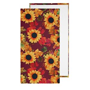 vkpschj spring red sunflowers kitchen hand towels set of 2 seasonal vintage floral bath towel face towel washcloth for guest home seasonal bathroom decor absorbent soft