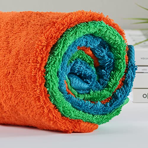 Chiicol Cotton Wash Cloths Absorbent Bath Washcloths for Body and Face - Hotel Towels for Bathroom in Bulk. Durable,Soft Bath Rags, Wash Rag (Multicolor)