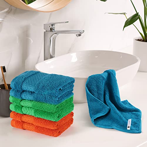 Chiicol Cotton Wash Cloths Absorbent Bath Washcloths for Body and Face - Hotel Towels for Bathroom in Bulk. Durable,Soft Bath Rags, Wash Rag (Multicolor)