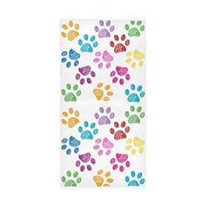 tamniee rainbow paw prints hand towels summer cat dog decor kitchen dish towel quality premium bathroom washcloth 30 x 15 inches for beach guest hotel spa gym sport yoga home