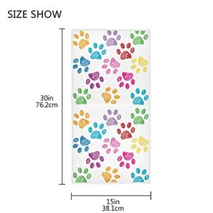 Tamniee Rainbow Paw Prints Hand Towels Summer Cat Dog Decor Kitchen Dish Towel Quality Premium Bathroom Washcloth 30 x 15 Inches for Beach Guest Hotel Spa Gym Sport Yoga Home