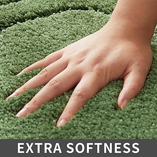 COSY HOMEER Extra Thick Bath Rugs for Bathroom - Anti-Slip Bath Mats Soft Plush Yarn Shaggy 100% Strong Mirco Polyeste Mat Living Room Bedroom Mat Floor Water Absorbent(Green,17x27 - Inches)