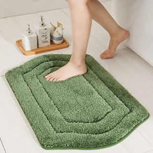 COSY HOMEER Extra Thick Bath Rugs for Bathroom - Anti-Slip Bath Mats Soft Plush Yarn Shaggy 100% Strong Mirco Polyeste Mat Living Room Bedroom Mat Floor Water Absorbent(Green,17x27 - Inches)