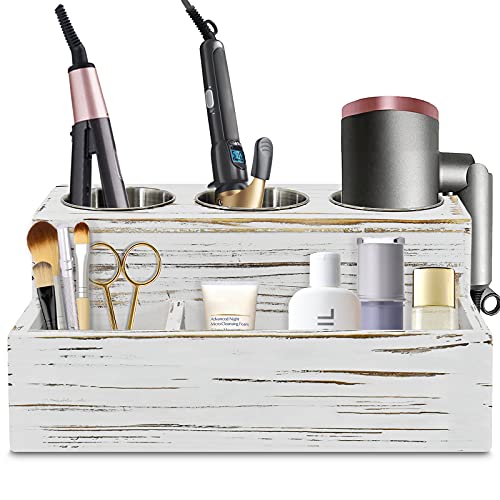 Y&ME YM Rustic Hair Tool Organizer Countertop,Hair Dryer Holder, Hair Tools and Styling Organizer for Bathroom Supplies,Countertop Storage Stand and Vanity Caddy, Blow Dryer Hair Straightener Holder