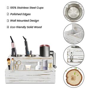 Y&ME YM Rustic Hair Tool Organizer Countertop,Hair Dryer Holder, Hair Tools and Styling Organizer for Bathroom Supplies,Countertop Storage Stand and Vanity Caddy, Blow Dryer Hair Straightener Holder