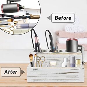 Y&ME YM Rustic Hair Tool Organizer Countertop,Hair Dryer Holder, Hair Tools and Styling Organizer for Bathroom Supplies,Countertop Storage Stand and Vanity Caddy, Blow Dryer Hair Straightener Holder