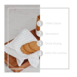 sea me at home Waffle Washcloth Set, 100% Cotton (4 Pcs Washcloth 13x13 inches, White)