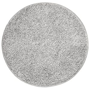 mdesign soft microfiber polyester non-slip round spa mat/runner, plush water absorbent accent rug for bathroom vanity, bathtub/shower, machine washable - 24" diameter - heather gray