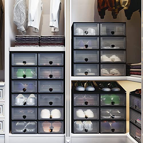 YITAHOME Shoe Storage Box, Set of 10 Shoe Storage Organizers Stackable Shoe Storage Box Rack Containers Drawers