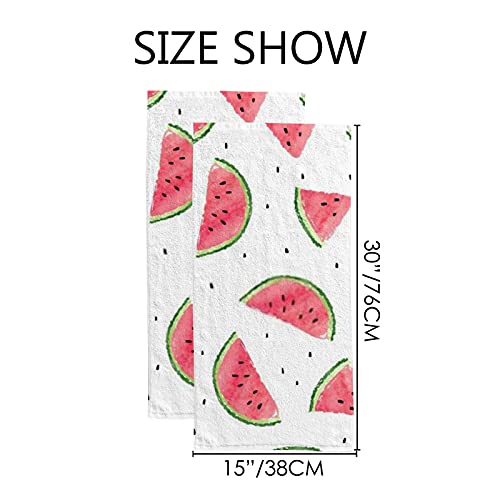 Hand Towels Face Terry Towel Washcloth Couple Bathroom Set of 2 Towels Set Watermelons Kitchen Decor Soft Quick Dry Super Absorbent 30 X 15 inch