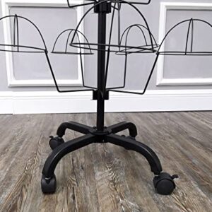 FixtureDisplays 6-Tier Hat Display Rack Free Standing Headwear Wig Rack Metal Floor Rack for Caps, Fits 30 Hats, 22" X 22" X 66" 18164-BLACK