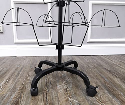 FixtureDisplays 6-Tier Hat Display Rack Free Standing Headwear Wig Rack Metal Floor Rack for Caps, Fits 30 Hats, 22" X 22" X 66" 18164-BLACK