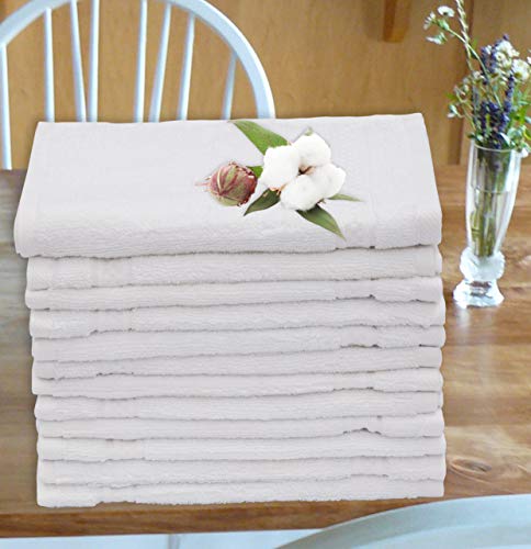 Excellent Deals Wash Cloth [12 Pack, White] - 100% Cotton Washcloth 12" x 12" - Absorbent and Soft Bathroom washcloths - Machine Washable Facecloth - Lint Free Face Towels