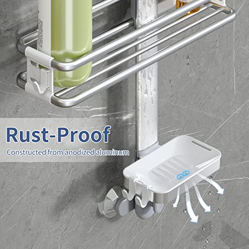 Kitstorack Shower Caddy Over Shower Head,3 Tier Aluminum Bathroom Hanging Shower caddy,Bathroom Accessories Storage Rustproof Shower Shelves with Soap Holder Razor Holder for Bathroom Organizer