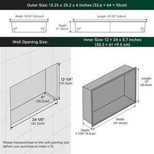 BLYLUND Shower Niche Stainless Steel 12" x 24" NO Tile Needed,Brushed Finish Wall-inserted Niche Recessed, Recessed Shower Shelf Modern and Elegant Soap Niche for Bathroom