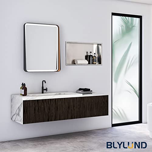 BLYLUND Shower Niche Stainless Steel 12" x 24" NO Tile Needed,Brushed Finish Wall-inserted Niche Recessed, Recessed Shower Shelf Modern and Elegant Soap Niche for Bathroom