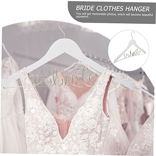 Garneck Bridal Hanger Wedding Hanger Nonslip Hangers Wire Hangers Bride Wedding Hangers Wedding Clothes Hanger Wood, Iron Dress Rack Bridegroom Clothing Bride Hanger for Wedding Dress