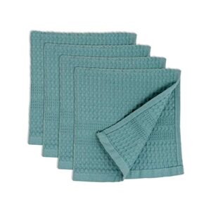 gilden tree waffle towel quick dry thin exfoliating, 4 pack washcloths for face body, classic style (seafoam)