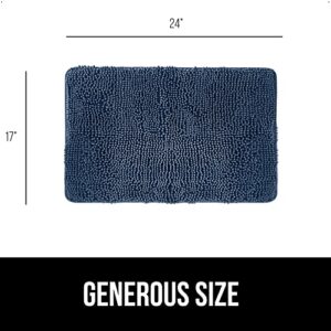 Gorilla Grip Bath Rug 24x17, Thick Soft Absorbent Chenille, Rubber Backing Quick Dry Microfiber Mats, Machine Washable Rugs for Shower Floor, Bathroom Runner Bathmat Accessories Décor, Navy