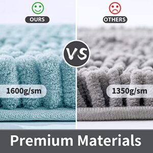 FRESHMINT Chenille Bathroom Rugs Non-Slip Bath Mat 24”x16.5“, Washable Soft Shower Mat, for Bathroom Floor & Tub Fluffy Shag Bath Rugs, Durable Thick Water Absorbent Microfiber Shower Rugs, Blue