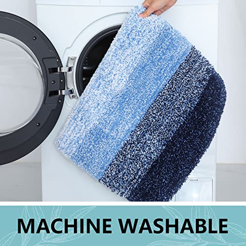 Arotive Microfiber Bathroom Rugs, Shaggy Soft and Absorbent Bath Rug, Non-Slip, Thick Plush Bathroom Mat, Machine Washable Dry Bath Mats for Bathroom, Tub and Shower, 24" x 16", Blue