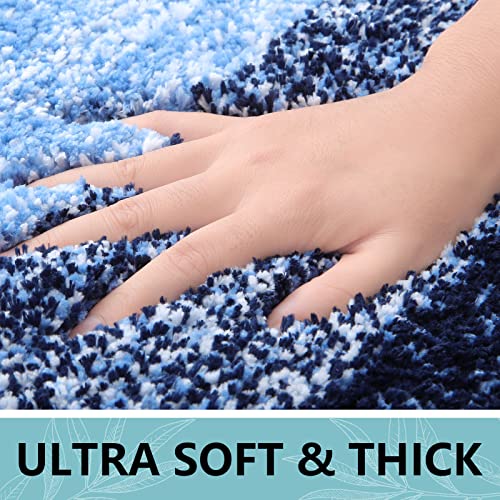 Arotive Microfiber Bathroom Rugs, Shaggy Soft and Absorbent Bath Rug, Non-Slip, Thick Plush Bathroom Mat, Machine Washable Dry Bath Mats for Bathroom, Tub and Shower, 24" x 16", Blue