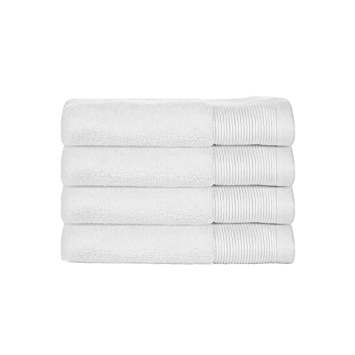 Nate Home by Nate Berkus 100% Cotton Terry 4-Piece Washcloth Set | 608 GSM, Ultra Soft, Thick, and Absorbent for Bathroom from mDesign - Set of 4, Snow (White)