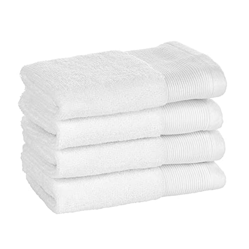 Nate Home by Nate Berkus 100% Cotton Terry 4-Piece Washcloth Set | 608 GSM, Ultra Soft, Thick, and Absorbent for Bathroom from mDesign - Set of 4, Snow (White)