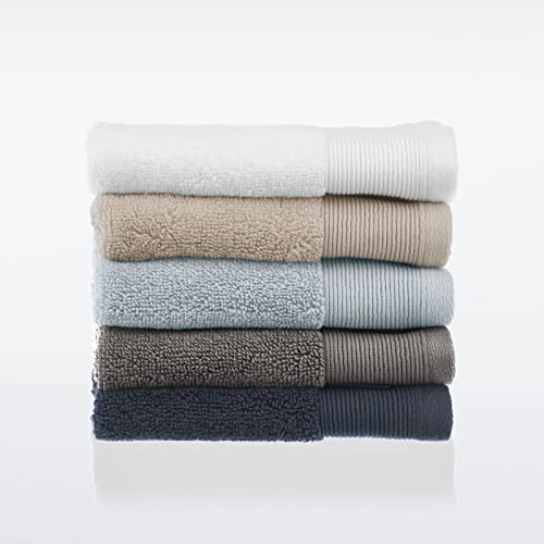 Nate Home by Nate Berkus 100% Cotton Terry 4-Piece Washcloth Set | 608 GSM, Ultra Soft, Thick, and Absorbent for Bathroom from mDesign - Set of 4, Snow (White)