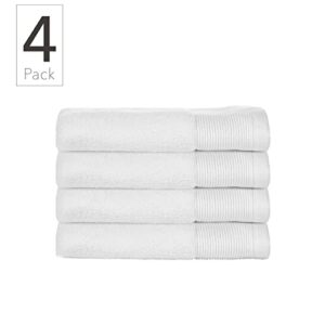 Nate Home by Nate Berkus 100% Cotton Terry 4-Piece Washcloth Set | 608 GSM, Ultra Soft, Thick, and Absorbent for Bathroom from mDesign - Set of 4, Snow (White)