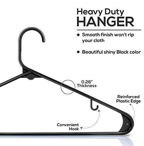 Utopia Home Plastic Hangers - Durable & Space Saving Coat Hanger - Hook Hangers - Heavy Duty Hangers for Coats, Pants, Dress (Pack of 100, White & Black)