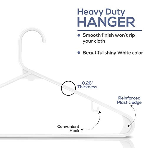 Utopia Home Plastic Hangers - Durable & Space Saving Coat Hanger - Hook Hangers - Heavy Duty Hangers for Coats, Pants, Dress (Pack of 100, White & Black)