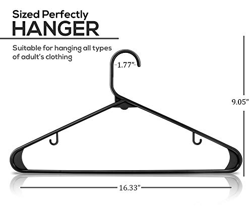 Utopia Home Plastic Hangers - Durable & Space Saving Coat Hanger - Hook Hangers - Heavy Duty Hangers for Coats, Pants, Dress (Pack of 100, White & Black)