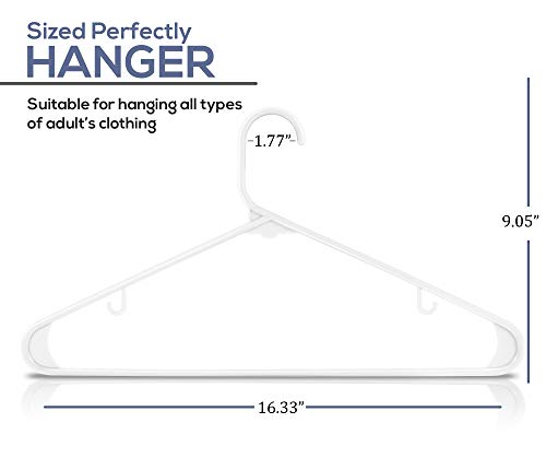 Utopia Home Plastic Hangers - Durable & Space Saving Coat Hanger - Hook Hangers - Heavy Duty Hangers for Coats, Pants, Dress (Pack of 100, White & Black)