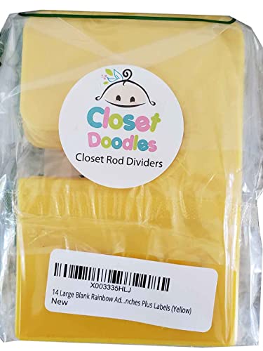 14 Large Blank Adult Closet Clothing Size Dividers Rectangular 5.25x3.5 Inches Plus Labels (Yellow)