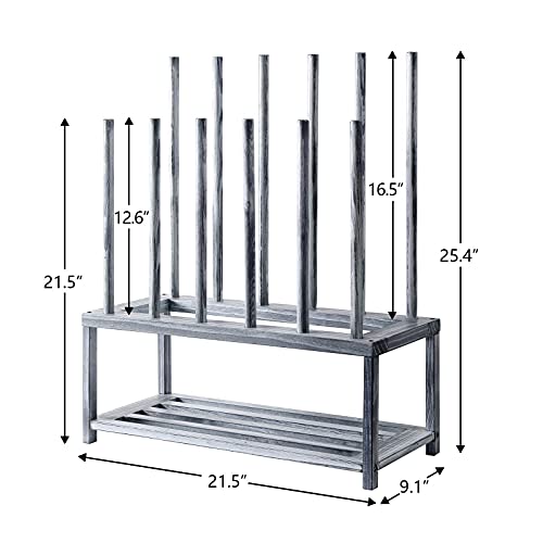 WELLAND 2-Tier Boot Storage Rack for Tall Boots and Shoes, Wooden Boot Holder Shoes Storage Organizer Rack, Holds 8 Pairs, Suitable for Rain Boot, Work Boot, Knee-high Boot, Washed White