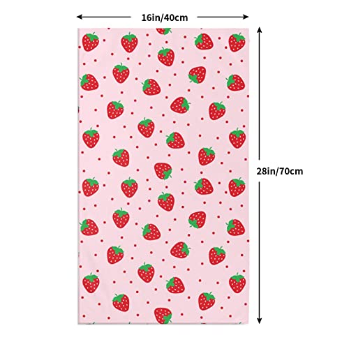 Dujiea Red Strawberry Kitchen Dish Towels Decorative Hand Towels Absorbent Microfiber Towel Multipurpose for Bathroom Hotel Gym Spa 15 X 27 Inches