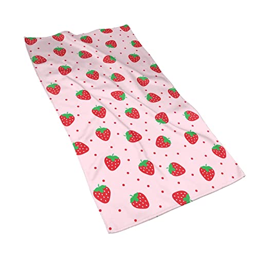 Dujiea Red Strawberry Kitchen Dish Towels Decorative Hand Towels Absorbent Microfiber Towel Multipurpose for Bathroom Hotel Gym Spa 15 X 27 Inches