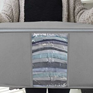 Sorbus Foldable Storage Bag Organizer Set, Large Clear Window & Carry Handles, Great for Clothes, Blankets, Closets, Bedrooms, and More (Gray)