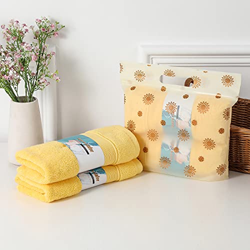 Years Calm 2 Pack Cotton Hand Towels, Durable Highly Absorbent Soft Washcloth, Towel for Hotel Bathroom, 13 x 29 Inch (Yellow)