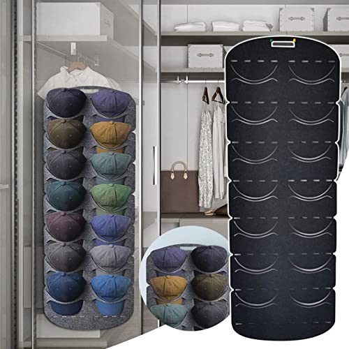 SEPPR Hat Racks for Baseball Caps Double Line Neatly Arranged Door Back Hat Organizer for Baseball Caps Non Woven Large Baseball Cap Display Rack