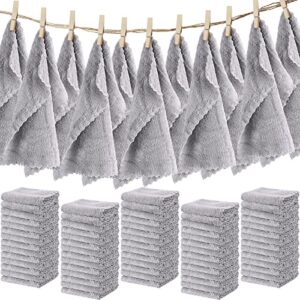 newwiee 100 pcs microfiber towels absorbent washcloths bulk 12 x 12 inch soft quick drying face towels bath cloths coral velvet bathroom wash clothes for bath spa facial fingertip towel (grey)