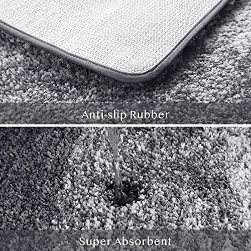 KMAT Bathroom Rugs Bath Mat 16"x24" Luxury Soft Shaggy Absorbent Bathroom Mats Non Slip Plush Bathmat Runner Carpet Bath Mats for Bathroom Floor Tub and Shower