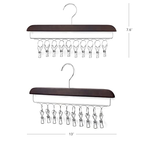 Mkono Hat Organizer Rack Closet Hanging Cap Keeper Hanger with 16 Hooks and Set of 2 Wooden Hat Hangers for Closet with 20 Clips