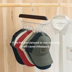 Mkono Hat Organizer Rack Closet Hanging Cap Keeper Hanger with 16 Hooks and Set of 2 Wooden Hat Hangers for Closet with 20 Clips