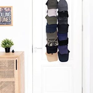 Mkono Hat Organizer Rack Closet Hanging Cap Keeper Hanger with 16 Hooks and Set of 2 Wooden Hat Hangers for Closet with 20 Clips