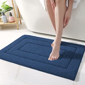 DEXI Bathroom Rug Mat, Extra Soft Absorbent Premium Bath Rug, Non-Slip Comfortable Bath Mat, Carpet for Tub, Shower, Bath Room, Machine Wash Dry, 16"x24", Navy