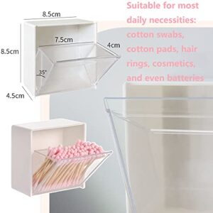 Brozigo 3Pcs QTip Holder Canisters for Cotton Balls, Wall Storage Cotton Ball Holder, qtip holder bathroom set with lid, Wall Storage for bathroom, office and restroom, Transparent Cotton Swab Holder