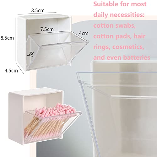 Brozigo 3Pcs QTip Holder Canisters for Cotton Balls, Wall Storage Cotton Ball Holder, qtip holder bathroom set with lid, Wall Storage for bathroom, office and restroom, Transparent Cotton Swab Holder